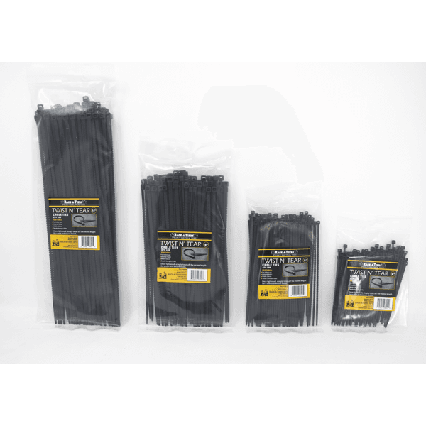 Twist N' Tear Cable Ties - Black Qty. 100 - Rack-A-Tiers Since 1995